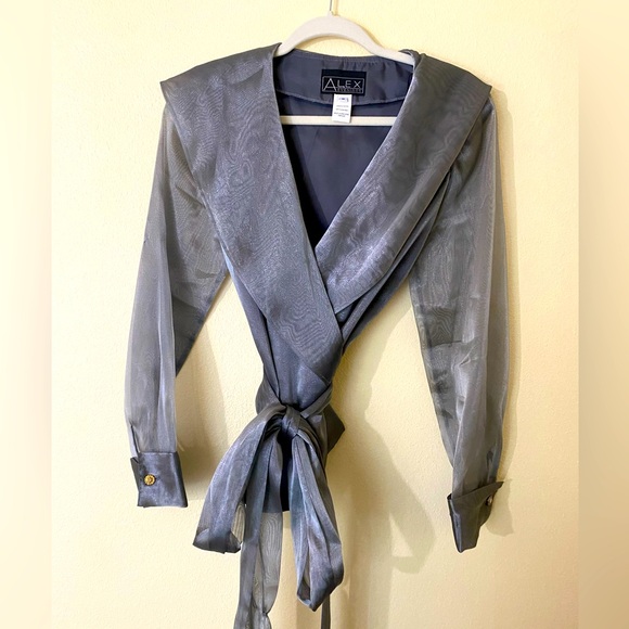 Alex Evenings | Tops | Silver Wrap Blouse | Poshmark